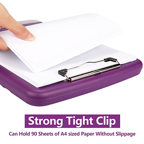 Clipboard a4 Clip File A4 Binder Storage Nursing Clipboard Plastic Side Opening Box Waterproof PVC Flip Material Document Writing Drawing Pad Clip Organizer File Board Note Office Conference(Purple)