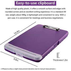 Clipboard a4 Clip File A4 Binder Storage Nursing Clipboard Plastic Side Opening Box Waterproof PVC Flip Material Document Writing Drawing Pad Clip Organizer File Board Note Office Conference(Purple)