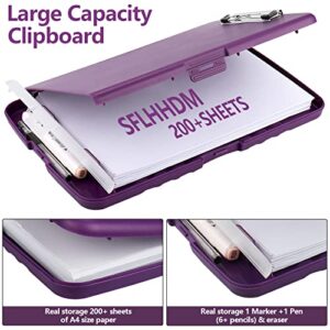 Clipboard a4 Clip File A4 Binder Storage Nursing Clipboard Plastic Side Opening Box Waterproof PVC Flip Material Document Writing Drawing Pad Clip Organizer File Board Note Office Conference(Purple)