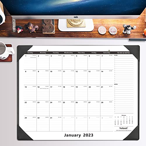 Nekmit Large Desk Calendar 2023 with Desk Protecting Pad, Runs From Now - Jun 2024, 22" x 17" Desk Pad Calendar for Life Planning or Organizing