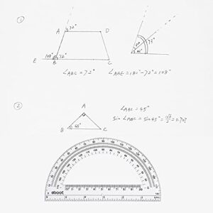 Plastic Protractor Math Protractors 180 Degrees, 6 Inch, Clear, Pack of 2