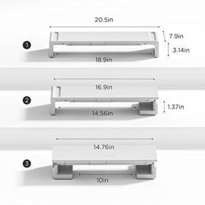 Monitor Stand Riser, OImaster Foldable Computer Monitor Riser, Adjustable Height Computer Stand and Storage Drawer & Pen Slot, Phone Stand Compatible Computer, Desktop, Laptop, Save Space (White)