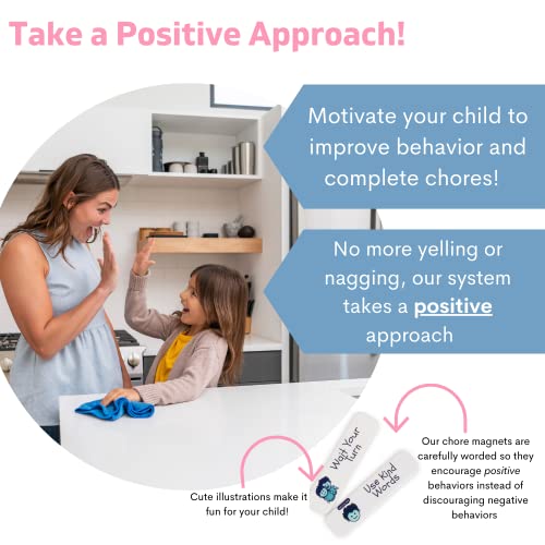 Chart to Finish Behavior Chart and Chore Chart for Kids, 12 x 16 inch Magnetic Chore Chart Also Hangs on The Wall, Includes 99 Magnets and Accessories, Accomodates All Ages from Toddlers to Teens