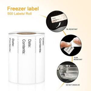 Labelebal 500pcs Food Labels,1 x 3 Inch Freezer Labels Removable for Food Containers, Mason Jar Labels, No Residue Food Storage Labels Perfect for Kitchen