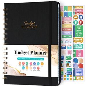 budget planner – budget book with bill organizer and expense tracker, 6.1″ x 8.25″, 12 month undated finance planner/account book to take control of your money, start anytime, black