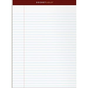 TOPS™ Docket Gold™ Writing Pads, 8-1/2" x 11-3/4", Legal Rule, 50 Sheets, 6 Pack