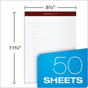 TOPS™ Docket Gold™ Writing Pads, 8-1/2" x 11-3/4", Legal Rule, 50 Sheets, 6 Pack