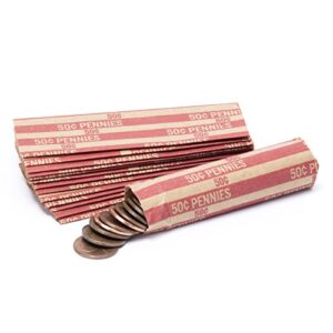 penny coin wrappers, 100 flat striped coin wrappers