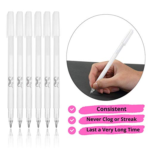 Mr. Pen- White Pens, 8 Pack, White Gel Pens for Artists, White Gel Pen, White Ink Pen, White Pens for Black Paper, White Drawing Pens, White Art Pen, White Pen for Artists, White Pen for Drawing