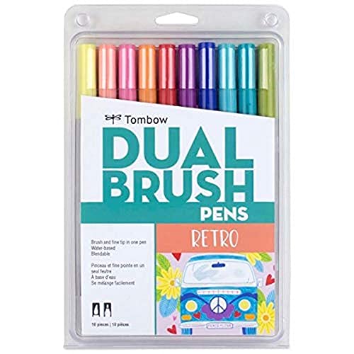 Tombow Pen Retro Dual Brush Markers, 10-Pack, 10 Piece