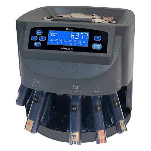 Nadex S540 Pro | Coin Counter, Sorter, and Wrapper | Sorts up to 300 Coins Per Minute | Comes with 48 Preformed Wrappers