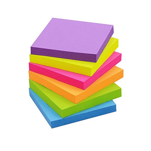 Pop Up Sticky Notes 3x3 inch Bright Colors Self-Stick Pads 12 Pads/Pack 100 Sheets/Pad Total 1200 Sheets