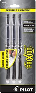 pilot frixion point erasable & refillable gel ink pens, extra fine point, black ink, 3-pack (31578)