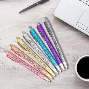 TERPINK 7-Pack Swear Word Daily Funny Pens, Funny Seven Days of The Week Pens, Describing the mentality, Sarcastic Ballpoint Pens, Gift for Colleague Co-Worker (Black, 1.0mm)