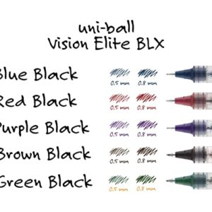 uni-ball Vision Elite BLX Infusion Rollerball Pens Bold Point, 0.8mm, Blue/Black, 12 Pack