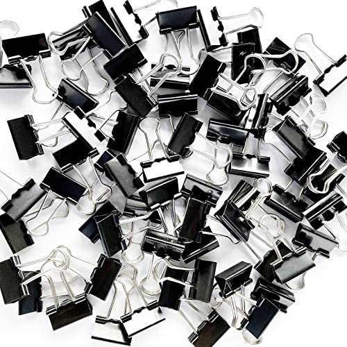 DSTELIN 96 Pack (19mm) Mini Binder Clips 3/4-Inch Small Black Paper Clamps for Office Supplies