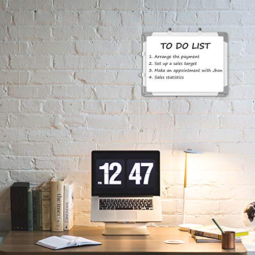 Small Dry Erase White Board – 12" x 16" Magnetic Hanging Whiteboard for Wall Portable Mini Double Sided Easel Hold in Hand for Kids Drawing, Kitchen Grocery List, Memo Board.