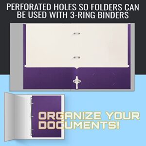 Two Pocket Portfolio Folders, 50-Pack, Purple, Letter Size Paper Folders, by Better Office Products, 50 Pieces, Purple