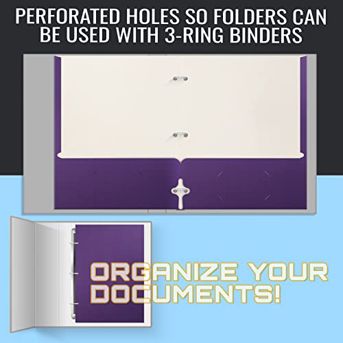 Two Pocket Portfolio Folders, 50-Pack, Purple, Letter Size Paper Folders, by Better Office Products, 50 Pieces, Purple