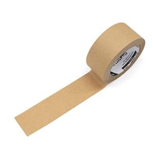 ecoand brown kraft paper tape, 2” x 43 yards, writable non-coated surface for masking, sealing, and packaging use, eco-friendly and recyclable, easy-to-tear (non-printed)