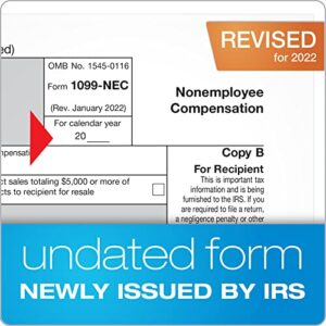 TOPS 1099 NEC Forms 2022, 4 Part Laser/Inkjet 1099 Forms with Self Seal Envelopes, for 30 Recipients, Includes 3 1096 Forms (TX22925NEC-22)