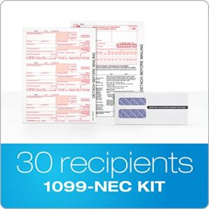 TOPS 1099 NEC Forms 2022, 4 Part Laser/Inkjet 1099 Forms with Self Seal Envelopes, for 30 Recipients, Includes 3 1096 Forms (TX22925NEC-22)