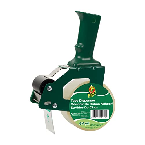 Duck Brand Handled Tape Gun With Clear Packing Tape, 1.88 Inch x 54.6 Yard (669332)