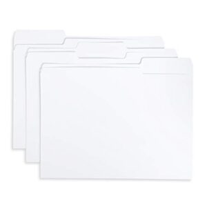 blue summit supplies 100 white file folders, 1/3 cut tab with assorted positions, letter size, great for organizing and easy file storage, 100 pack