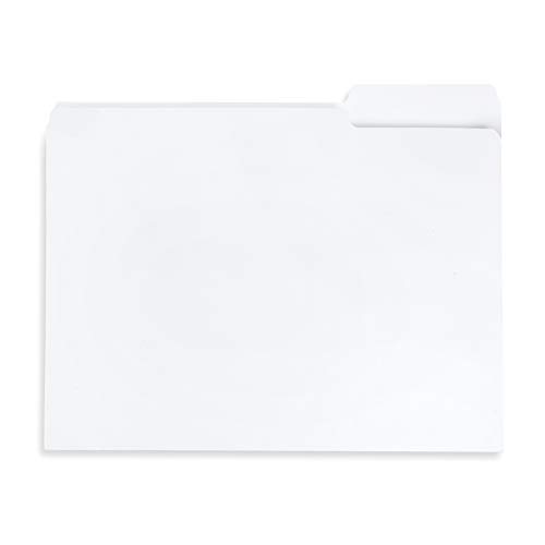 Blue Summit Supplies 100 White File Folders, 1/3 Cut Tab with Assorted Positions, Letter Size, Great for Organizing and Easy File Storage, 100 Pack