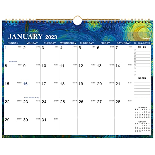 2023 Wall Calendar - Wall calendar 2023-2024, January 2023 - June 2024, 18 Months Wall Calendar, 14.6” × 11.4”, Twin-Wire Binding, Premium Paper, Blank Blocks - Art Paintings Design