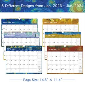 2023 Wall Calendar - Wall calendar 2023-2024, January 2023 - June 2024, 18 Months Wall Calendar, 14.6” × 11.4”, Twin-Wire Binding, Premium Paper, Blank Blocks - Art Paintings Design