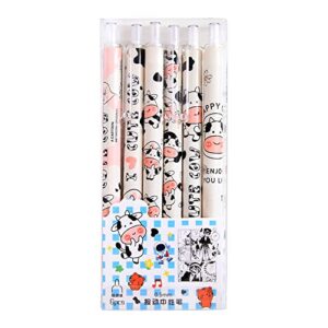 UIXJODO Kawaii Pens, 12 Pcs Cool Cute Pens with Cow Print, 0.5mm Black Ink Pens Fine Point Smooth Writing Pens Retractable Gel Pens, Office and School Supplies Gifts for Kids Girls Teens Women (Cow)