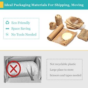 MCfleet 15"x135' Honeycomb Packing Paper Wrap Roll, Eco Friendly Packaging Material for Moving Shipping Gift Wrapping with 20 Fragile Stickers, Protective Recycled Cushion Wrap Suppliers Kraft Brown