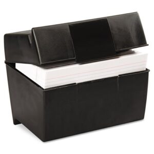 oxford plastic index card box, 5 x 8 inches, 500 card capacity, black (01581)