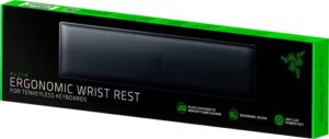 razer ergonomic wrist rest for tenkeyless keyboards: plush leatherette memory foam cushion – anti-slip rubber feet