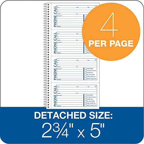 Adams Phone Message Book, Carbonless Duplicate, 5.50 x 11 Inches, 4 Sets per Page, 400 Sets per Book, Pack Of 6