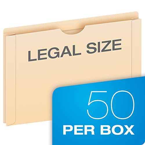 Pendaflex File Jackets, Legal Size, Manila, 2" Expansion, Reinforced Straight-Cut Tabs with Thumb Cut, 50 Per Box (23200EE)