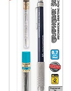 Pentel Mechanical Pencil GraphGear 500 Automatic Drafting Pencil - .7mm Lead Size - Includes 50 Lead & 4 Eraser Refills