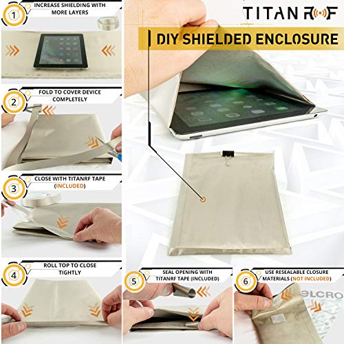 TitanRF Faraday Fabric Kit Includes 44"W x 36"L TitanRF Fabric + 36"L TitanRF Tape + Instructions. Military Grade Conductive Material Shields RF Signals (WiFi, Cell, Bluetooth, RFID, EMF Radiation).