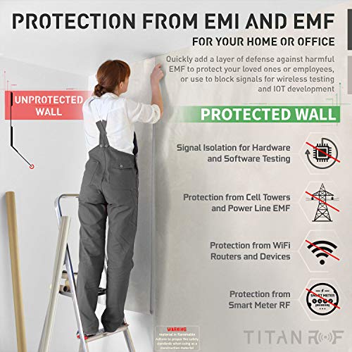 TitanRF Faraday Fabric Kit Includes 44"W x 36"L TitanRF Fabric + 36"L TitanRF Tape + Instructions. Military Grade Conductive Material Shields RF Signals (WiFi, Cell, Bluetooth, RFID, EMF Radiation).