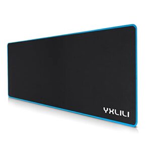 yxlili gaming mouse pad xxl large mouse pads 31.5x11.8in extended computer mouse mat for wireless mouse keyboard with stitched edges, non-slip base, waterproof mousepads for office home gaming-blue