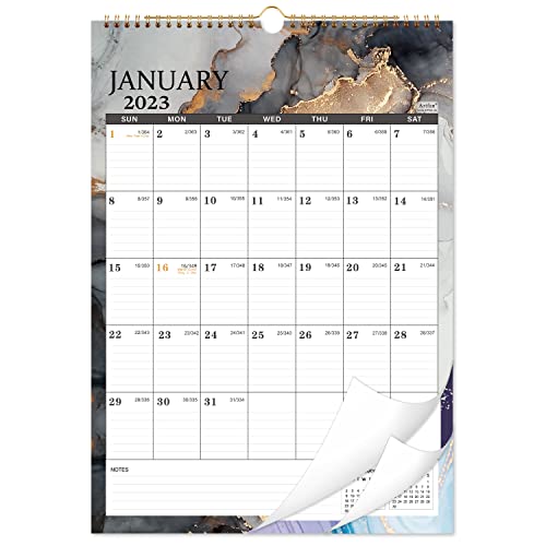 Calendar 2023-2024 - Wall Calendar 2023-2024, 12" x 17", January 2023 - June 2024, 2023 Wall Calendar with 18 Month, Thick Paper,Twin-Wire Binding + Hanging Hook + Large Blocks with Julian Dates - Black Waterink