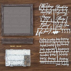 Double Sided Felt Letter Board with Rustic 10x10 Wood Frame,750 Precut Letters,Months & Days & Extra Cursive Words, Wall & Tabletop Display, Letters Organizer,Farmhouse Wall Decor message Board