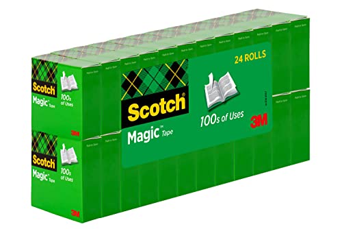 Scotch Magic Tape, 20 Rolls, Numerous Applications, Invisible, Engineered for Repairing, 3/4 x 1000 Inches, Boxed (810K20)