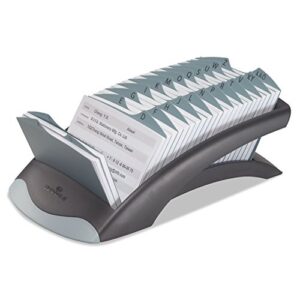 durable 241201 telindex desk address card file holds 500 4 1/8 x 2 7/8 cards, graphite/black