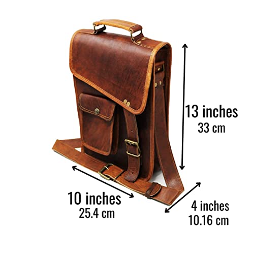 13" leather messenger bag laptop case office briefcase gift for men computer distressed shoulder bag