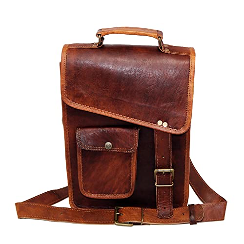 13" leather messenger bag laptop case office briefcase gift for men computer distressed shoulder bag