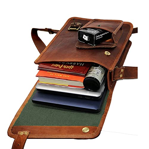 13" leather messenger bag laptop case office briefcase gift for men computer distressed shoulder bag