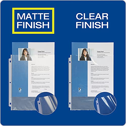 Oxford Lightweight Sheet Protectors, Non Glare Matte, Top Load, Letter Size Plastic Sleeves, Reinforced 3 Hole Punch for Binders, 200 per Box (33266)