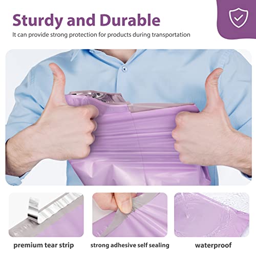 Fuxury Poly Mailers 12x15.5Inch 100 Pcs, Waterproof Shipping Bags for Clothing, Strong Adhesive Shipping Envelopes for Small Business Suppliers, Self Seal Mailers Poly Bags Mailing Envelopes Purple